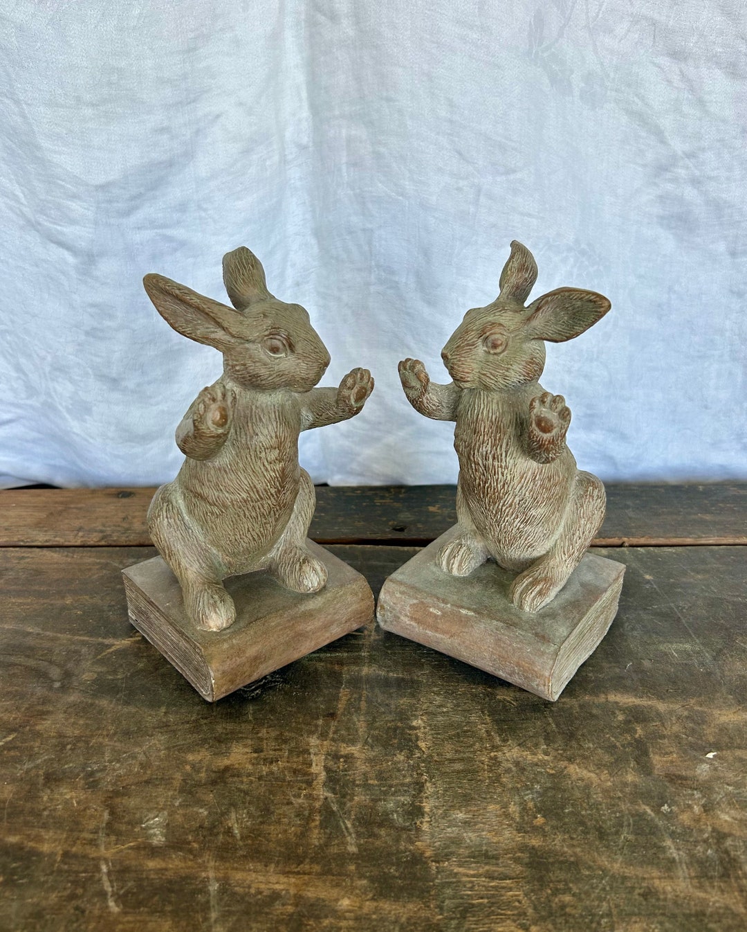Vintage Bunny Bookends - Etsy