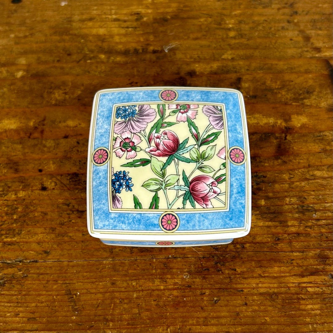 Vintage Wedgwood SARAH Bone China Blue Floral Rectangular Lidded ...