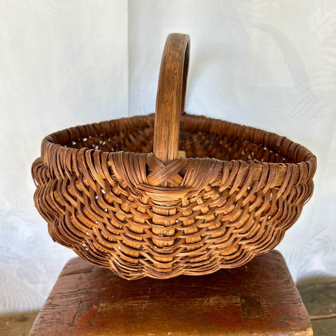 Primitive Antique Oak Split Wood Basket From the Lick Log Mill in ...