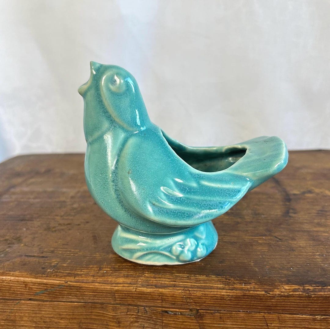 Vintage Mccoy Pottery Singing Bird Planter in Turquoise - Etsy