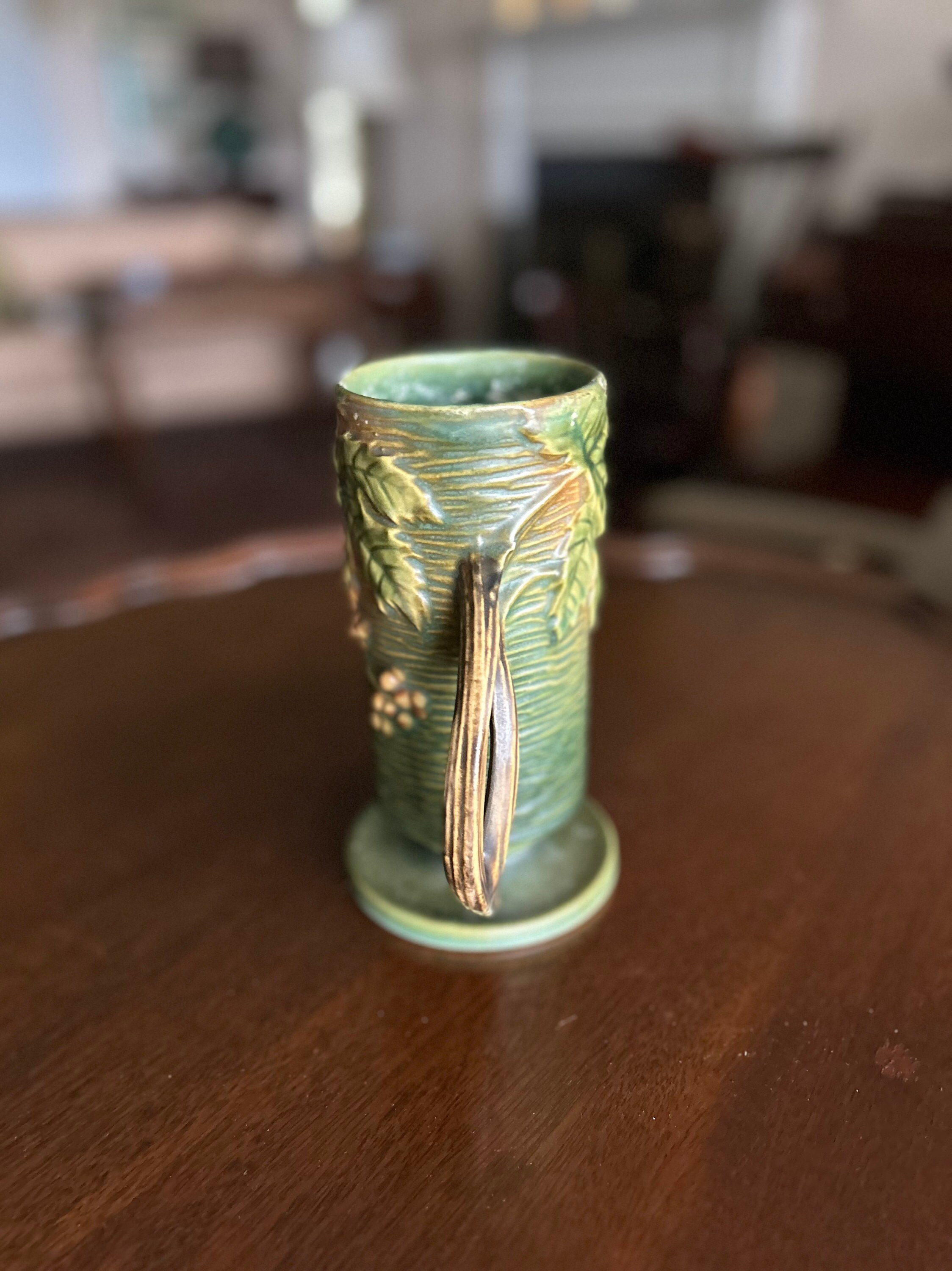Roseville Pottery Green Bushberry Twig Handled Vase 32-7 - Etsy