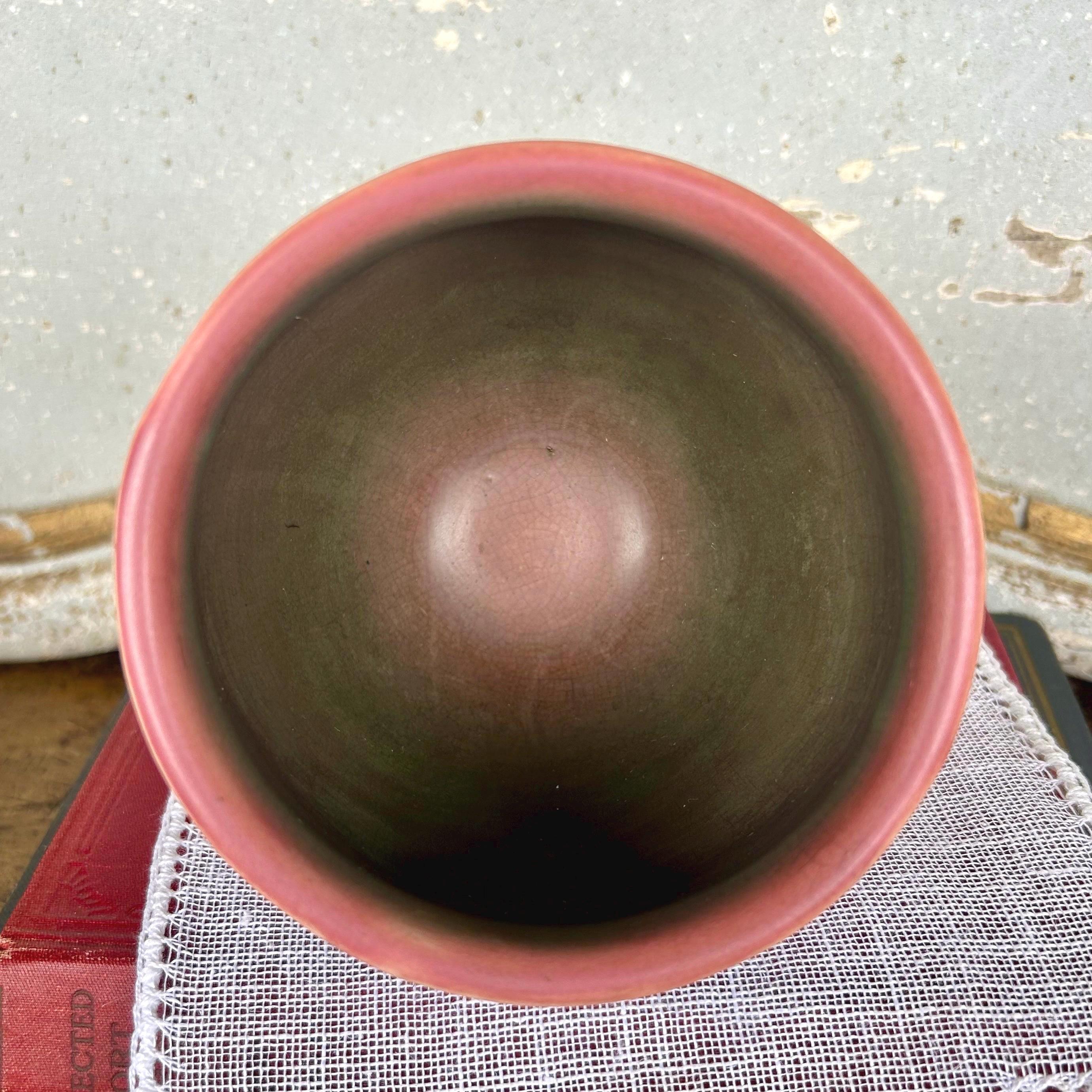 Vintage Weller Pottery Marvo Cabinet Vase in Unusual Pink Red and Green ...