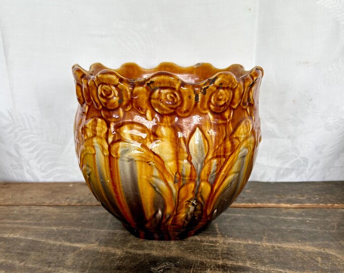 Antique Mccoy Pottery Blended Majolica Floral Jardiniere Cachepot - Etsy