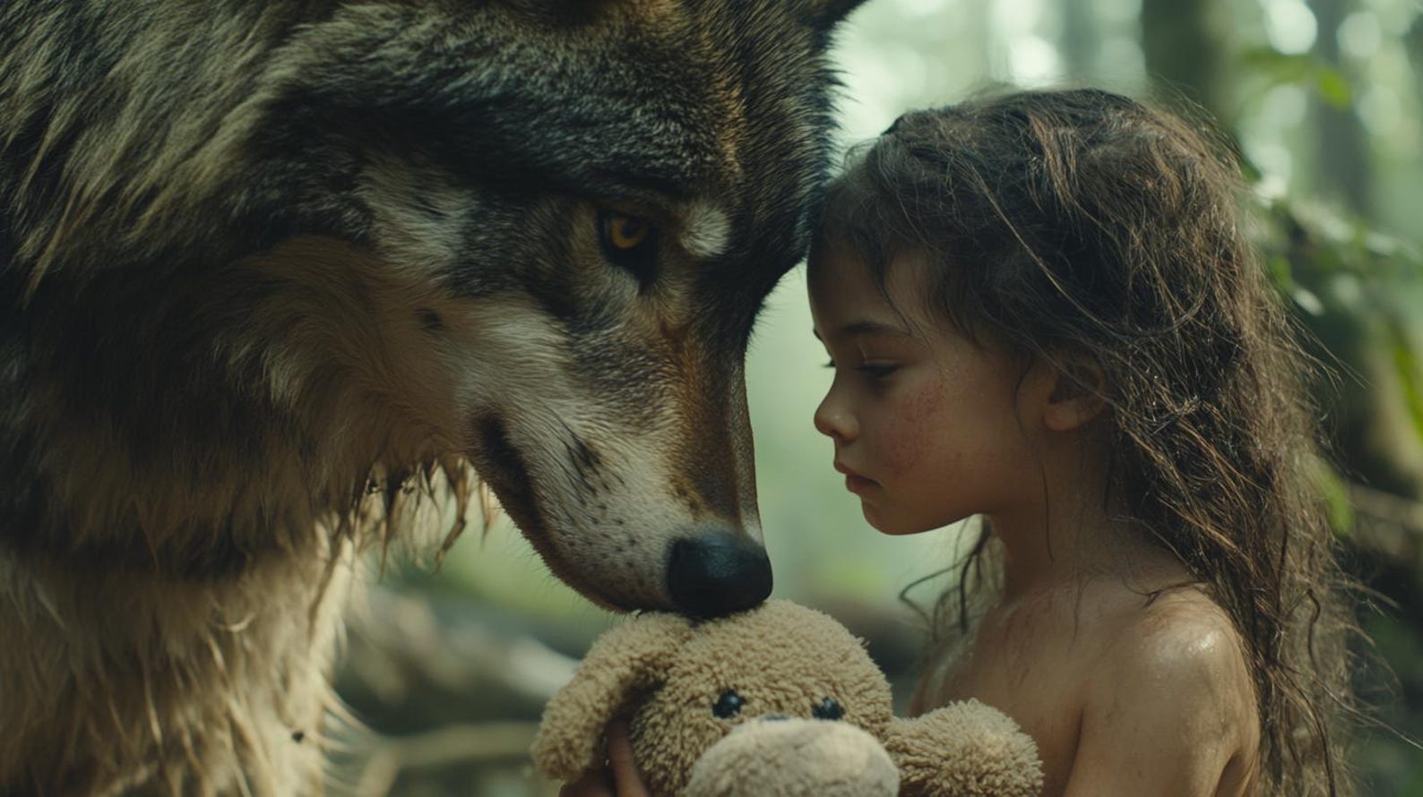 Big Wolf and Innocent Child: Contrast Wildlife Art Print - 300 DPI - Etsy