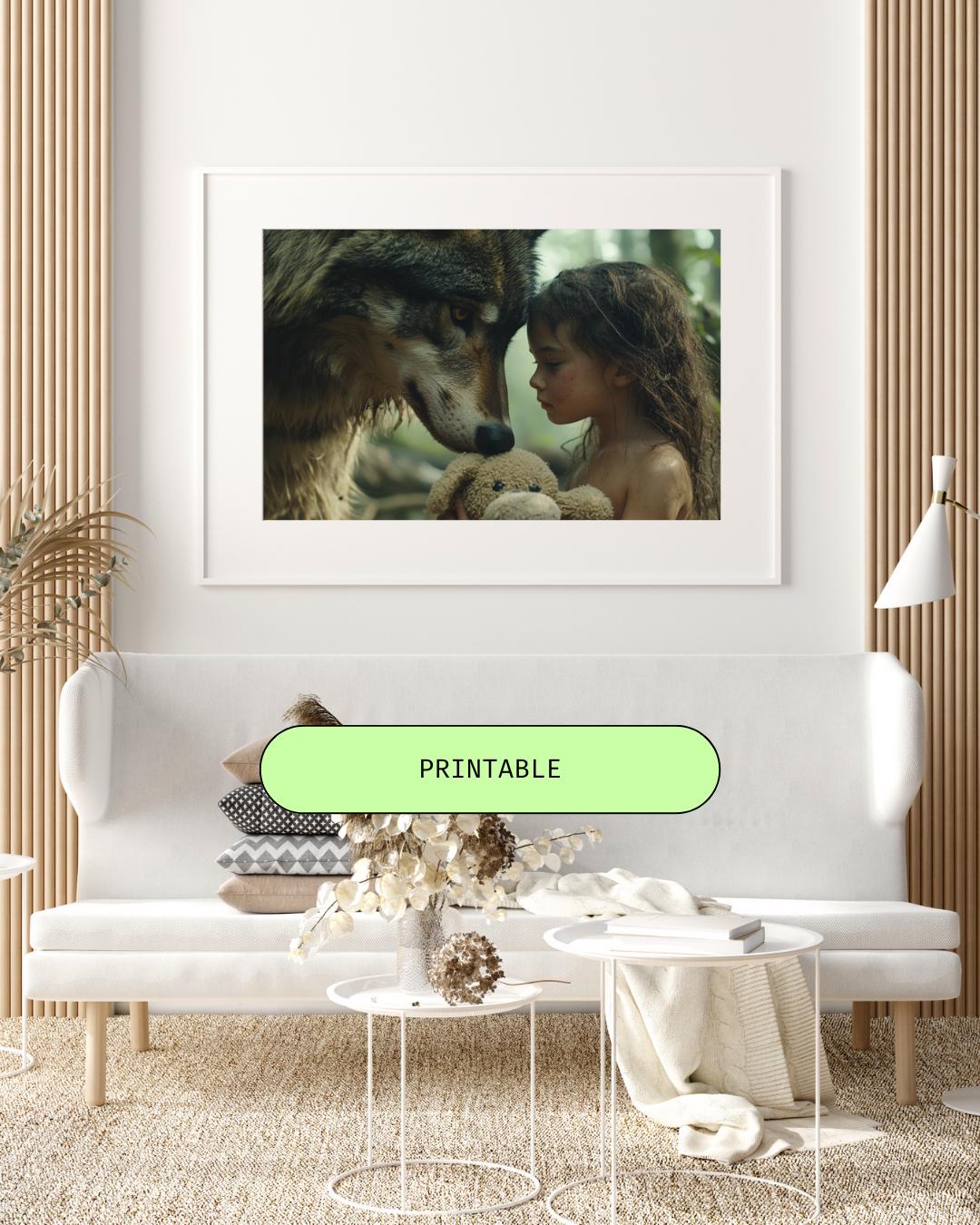 Big Wolf and Innocent Child: Contrast Wildlife Art Print - 300 DPI - Etsy