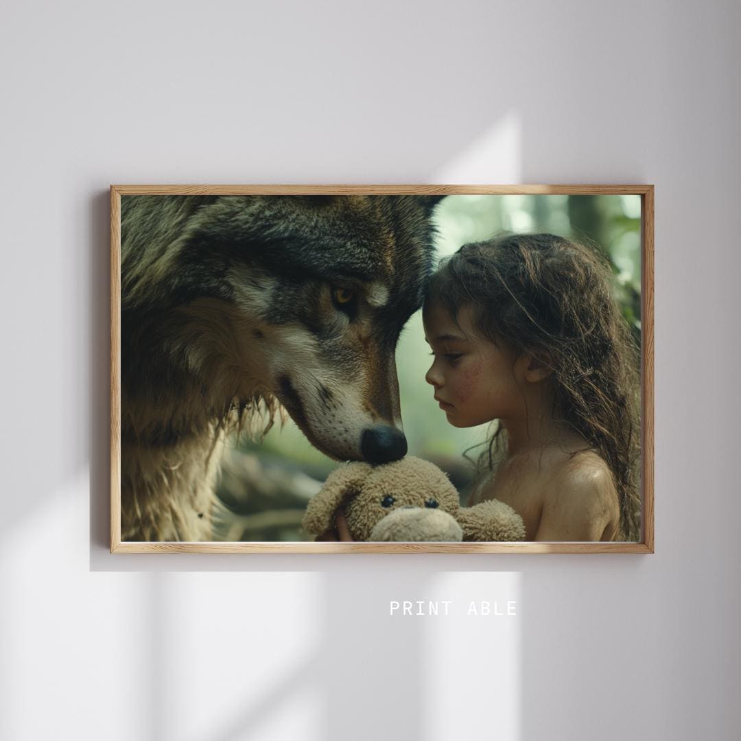 Big Wolf and Innocent Child: Contrast Wildlife Art Print - 300 DPI - Etsy