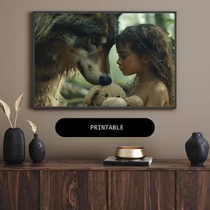 Big Wolf and Innocent Child: Contrast Wildlife Art Print - 300 DPI - Etsy