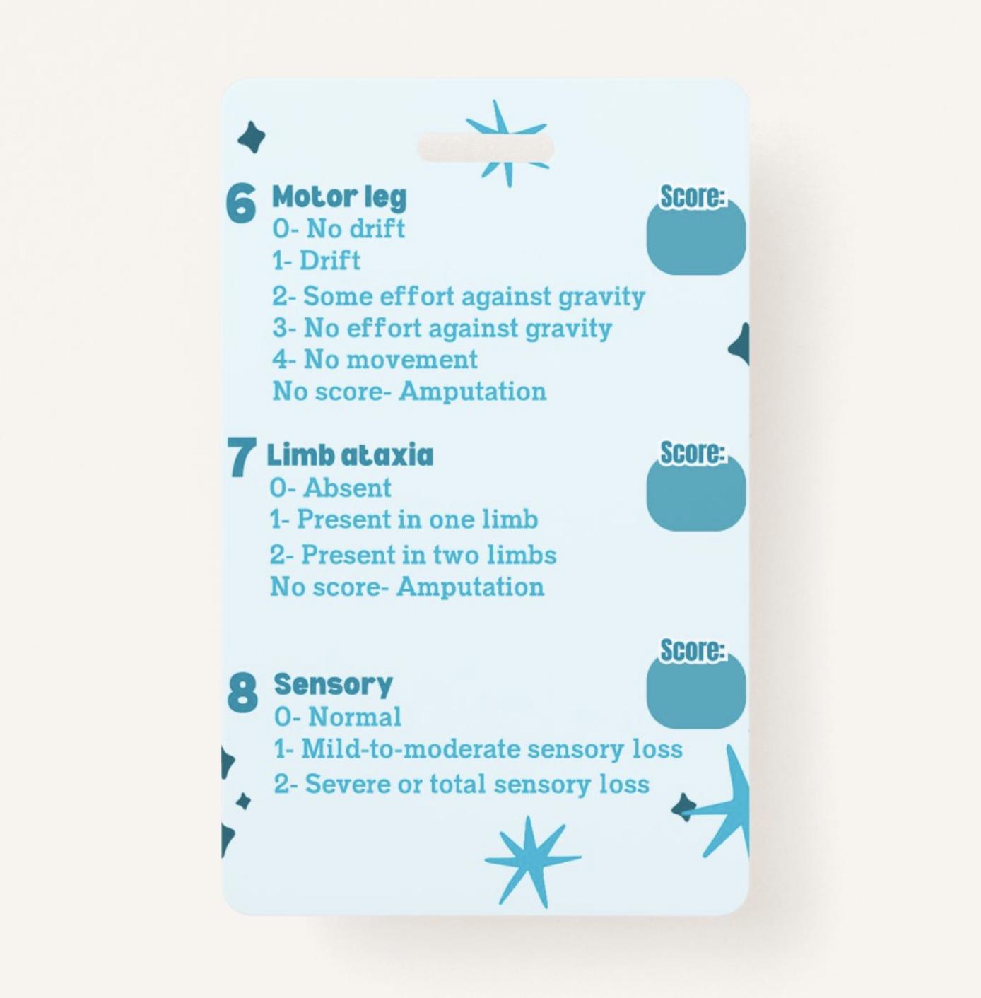 NIH Stroke Scale (NIHSS) Badge Buddy | Nursing Badge Buddies - Etsy