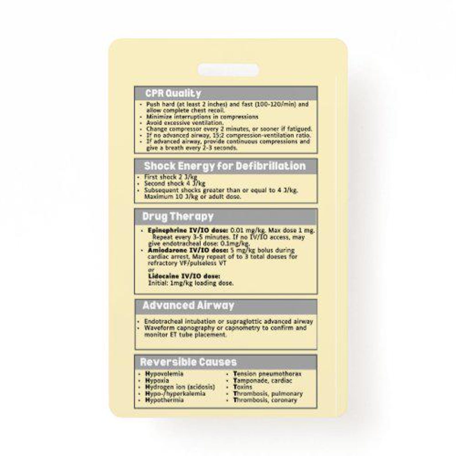 Pediatric Cardiac Arrest Algorithm (PALS) | Nursing Badge Buddies - Etsy
