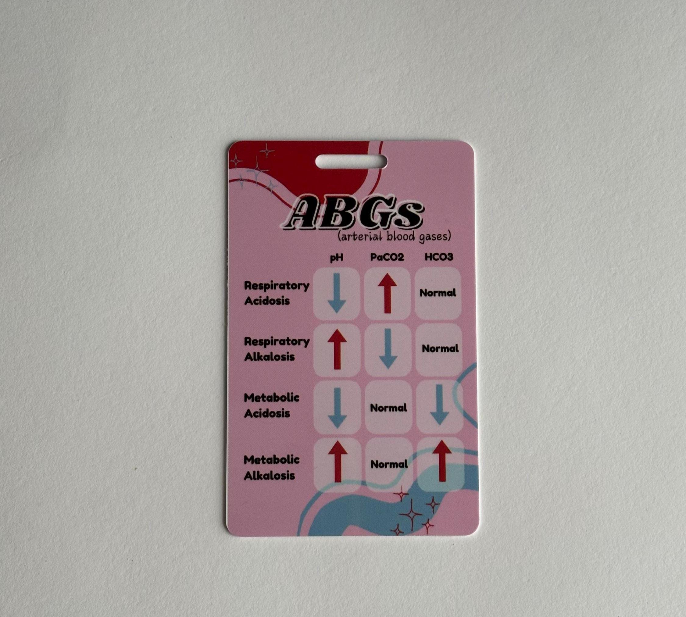 ABG Badge Buddy | Arterial Blood Gases & Normal Values - Etsy