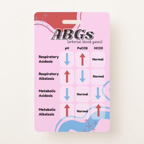 ABG Badge Buddy | Arterial Blood Gases & Normal Values - Etsy
