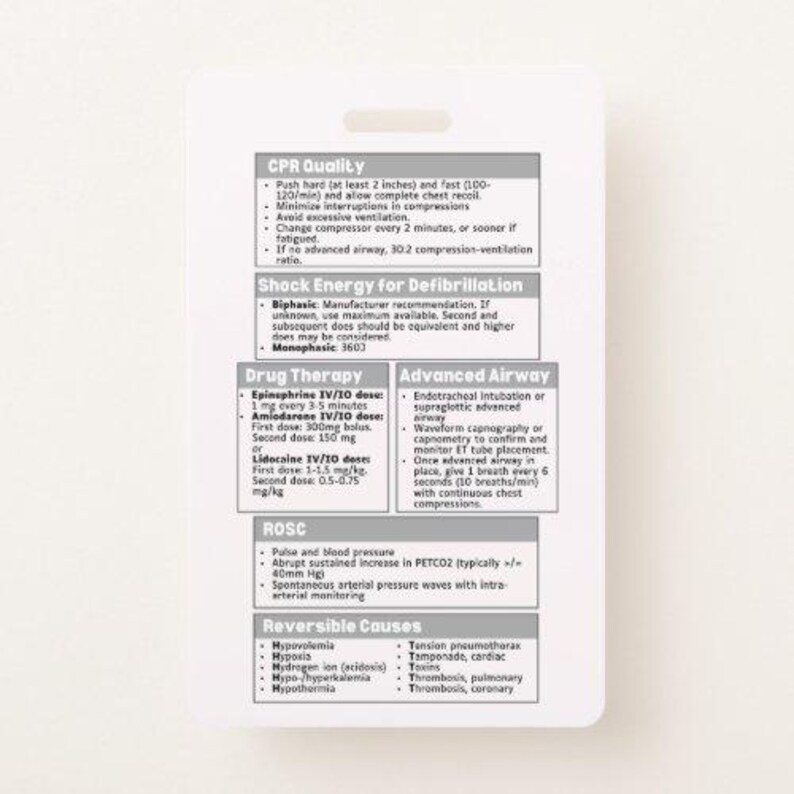 ACLS Badge Buddy | AHA ACLS Guidelines & Algorithms - Etsy