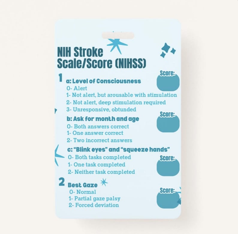 NIH Stroke Scale (NIHSS) Badge Buddy | Nursing Badge Buddies - Etsy