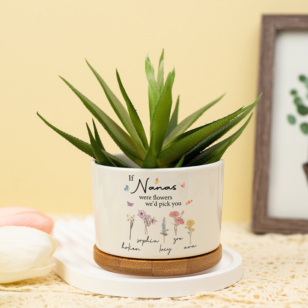 Personalized Birth Flower Mini Plant Pots,flower Pots With Family Names ...