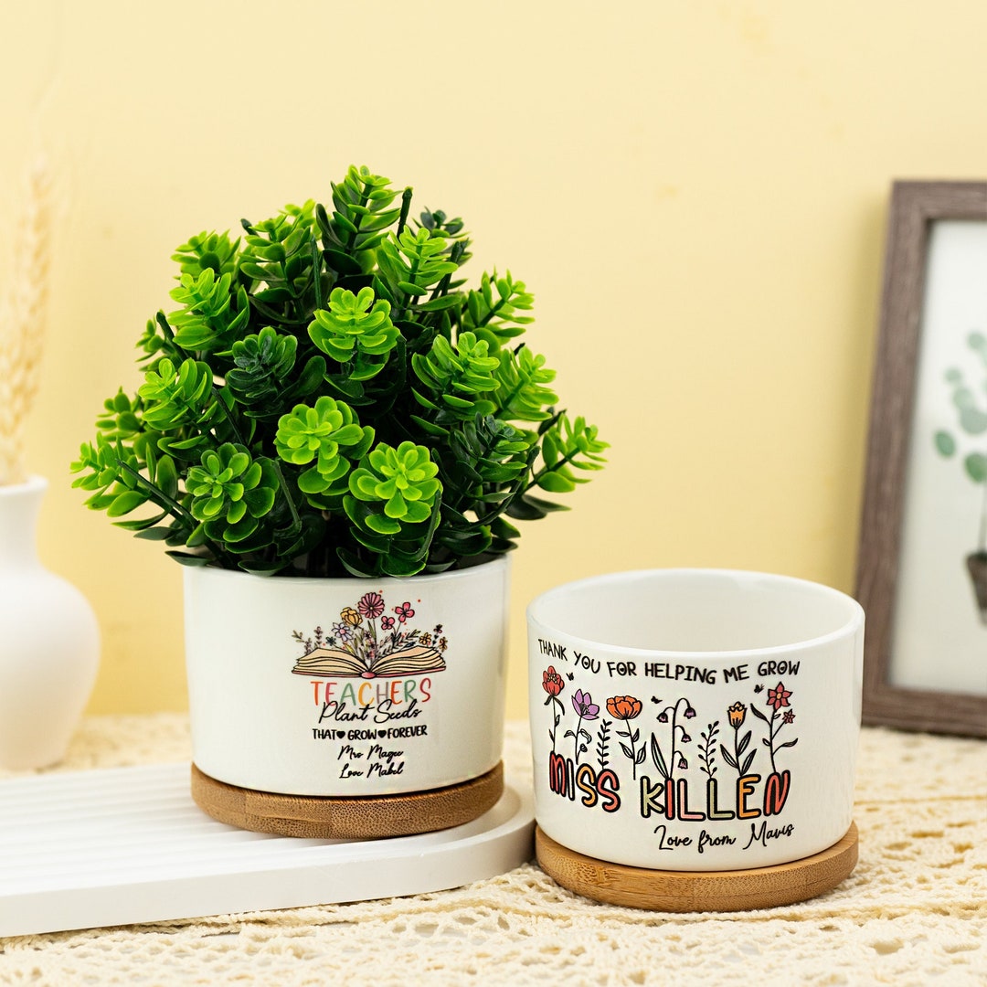 Personalized Teacher Plant Pot,teacher Gift,mini Ceramic Plant Pot ...