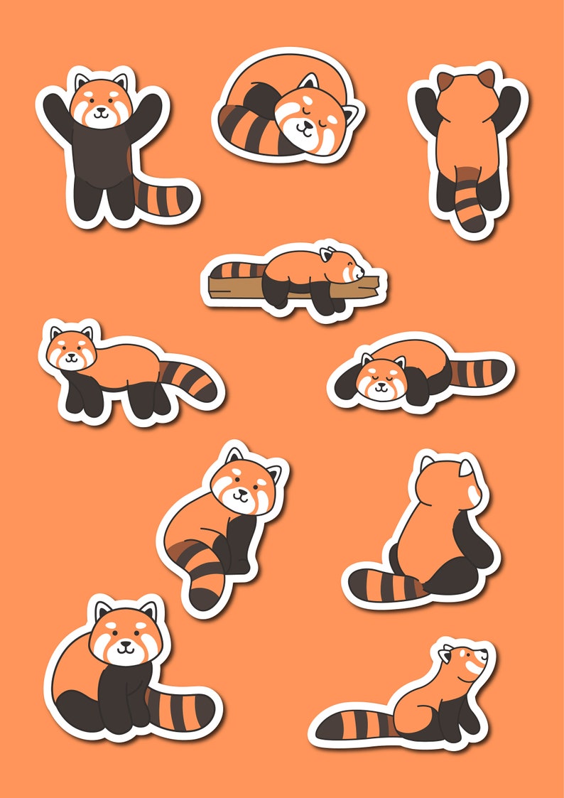 Red Panda Stickers Printable - Etsy