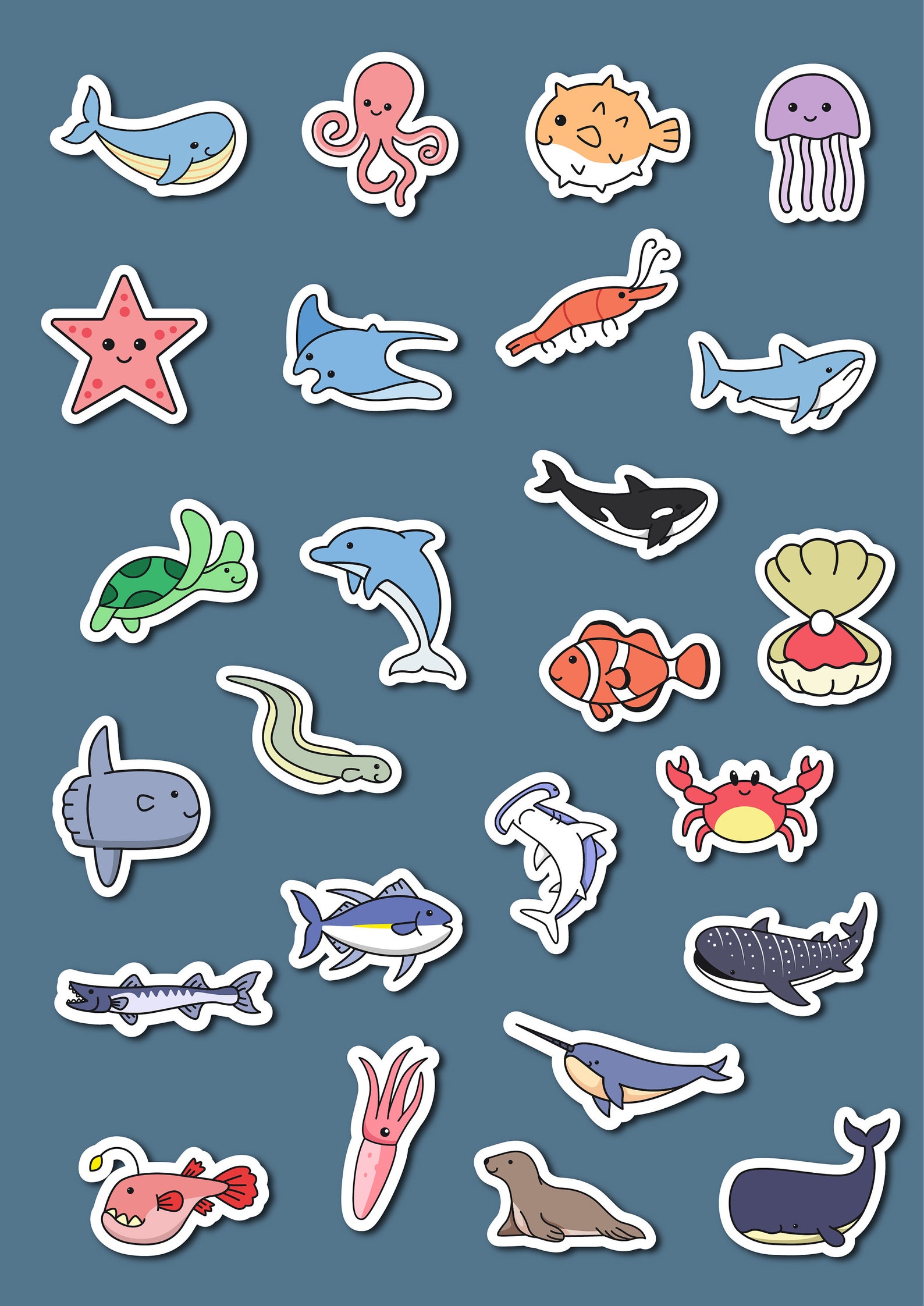 Ocean Animals Sticker Printable - Etsy