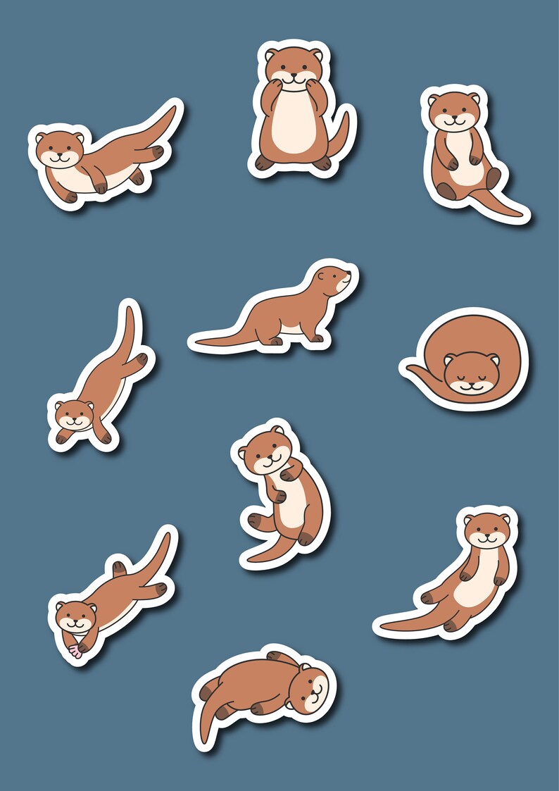 Otters Illustration PNG and SVG - Etsy