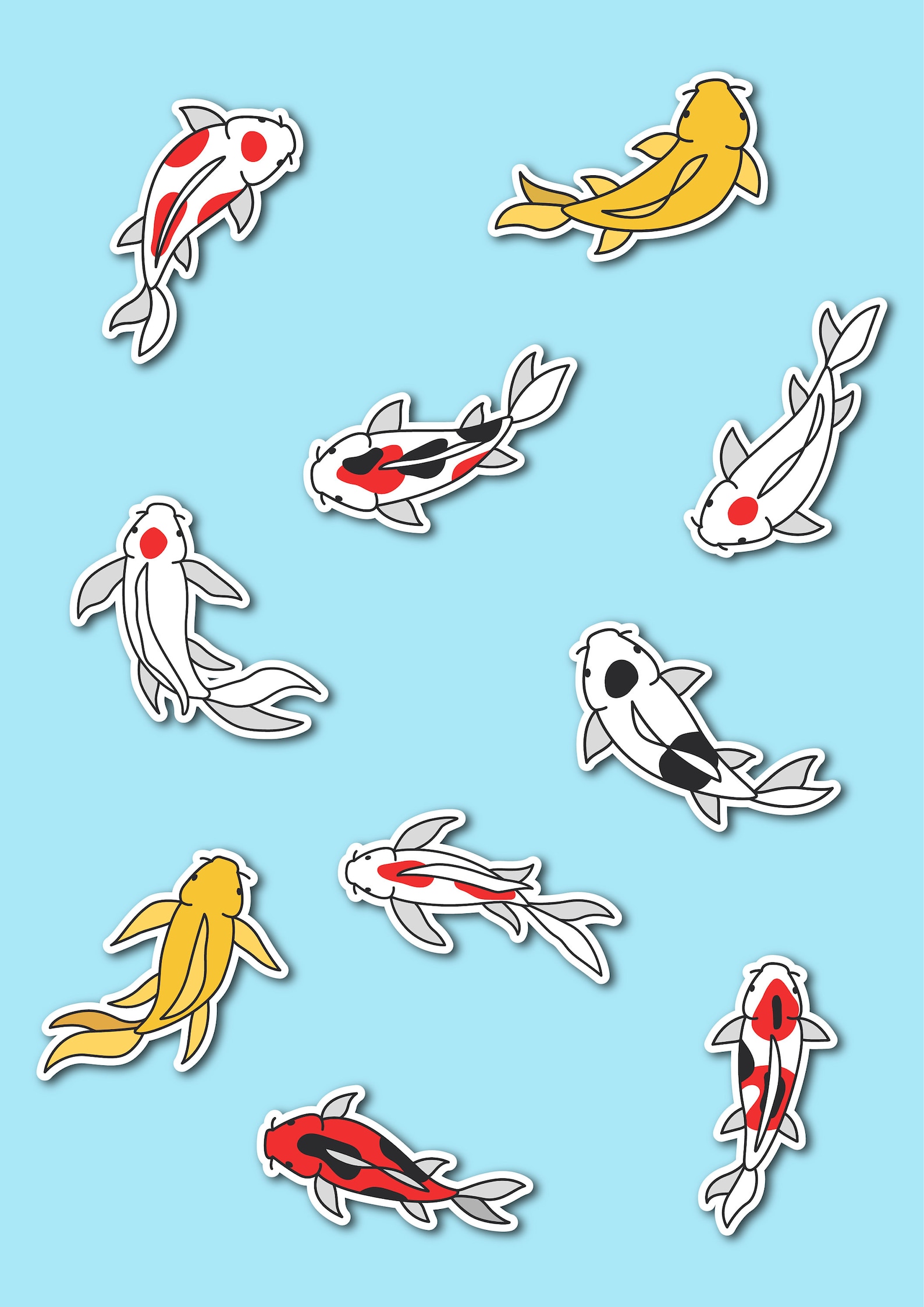Koi Fish Stickers Printable - Etsy