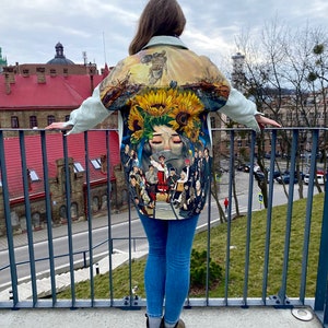 Handpainted Jacket, Hand Painted Custom Denim Jacket, Denim Jacket ...