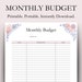 Floral Monthly Budget Planner Printable, Pink Printable Monthly Budget ...