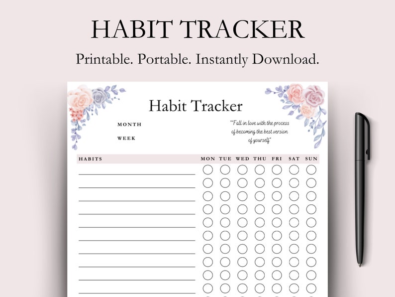 Floral Habit Tracker Printable, Flower Habit Planner 2024, Bloom ...