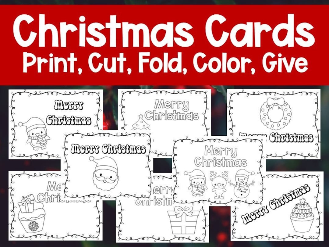 Christmas Cards to Print and Color - Etsy