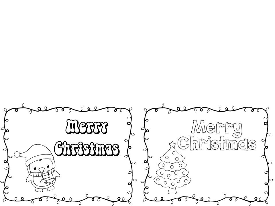Christmas Cards to Print and Color - Etsy