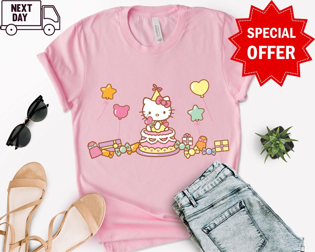 Hello Kitty Cute T-shirt, Birthday Party Shirt, Christmas Gift, Hello Kitty Tee, Cartoon Shirt ...
