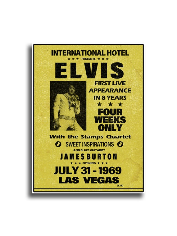 Elvis Presley Early 1970s Las Vegas Style Poster Standup