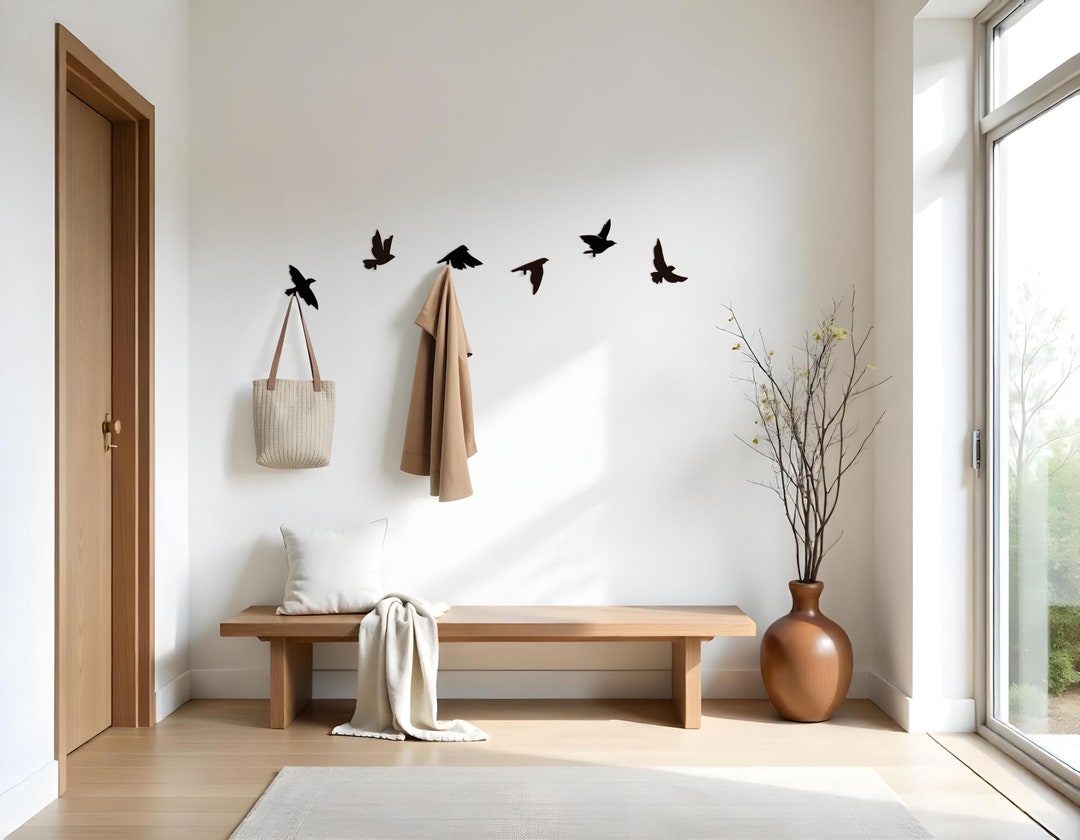 Wall Coat Hooks Birds Set of 3 or 6 Birds Entryway Bird Hook Unique ...