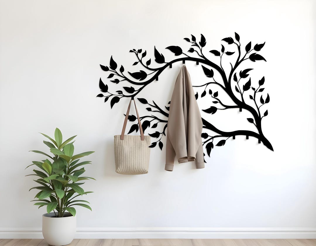 Extra Large Tree Branch Coat Rack Wall Mount, Modern Entryway Organizer ...