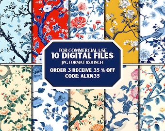 Chinoiserie Digital Paper, Chinese Clouds Seamless Patterns,chinese ...