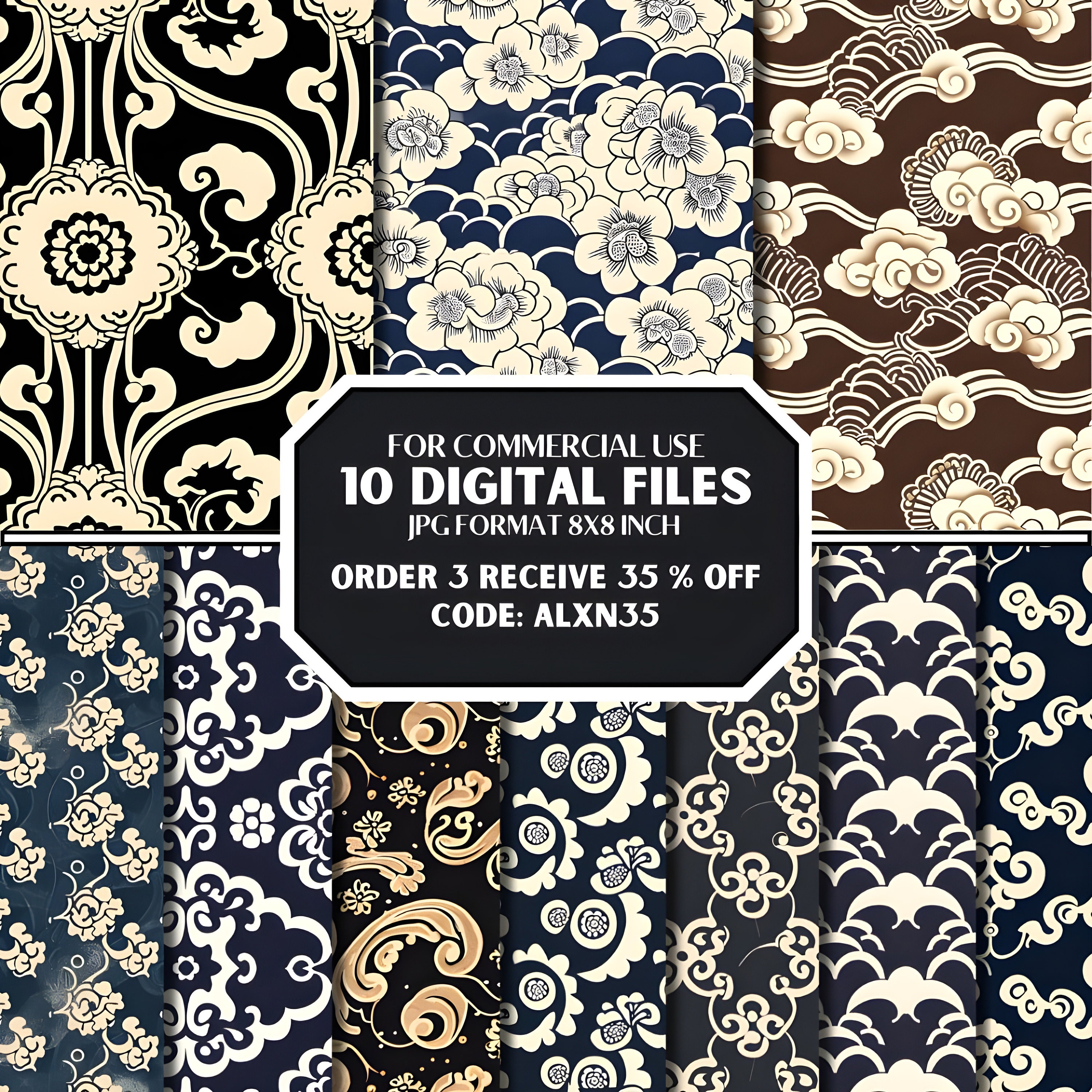 Japanese Karakusa Seamless Pattern,japanse Style, Seamless Pattern, Digital Seamless File ...