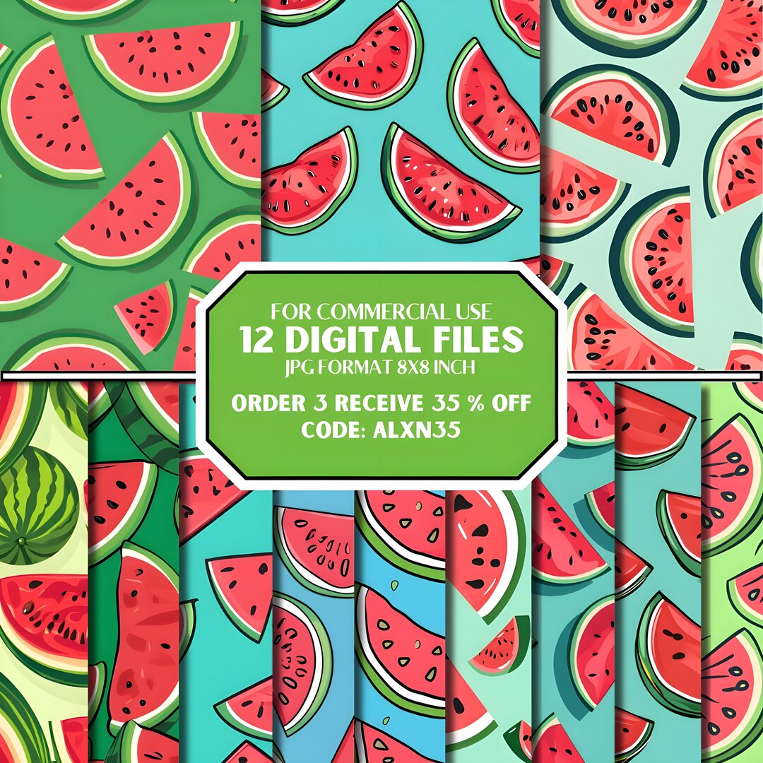 Watermelon Digital Paper ,watermelon Seamless Paper, Seamless Pattern ...