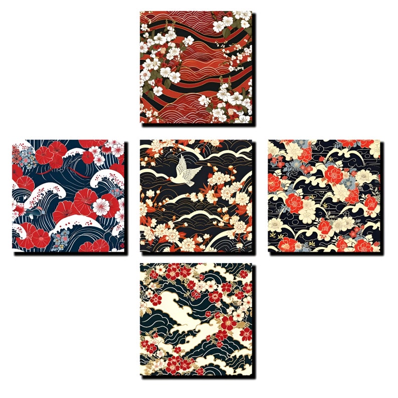 Japanese Nihonga Seamless Pattern,japanse Style, Seamless Pattern ...