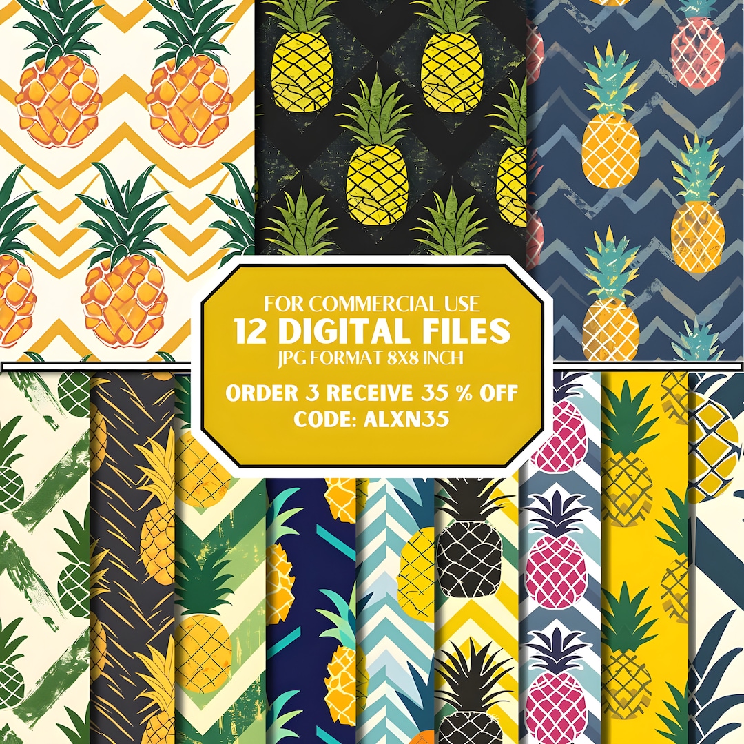 Ananas Digital Paper ,ananas Seamless Paper, Seamless Pattern, 300 DPI ...