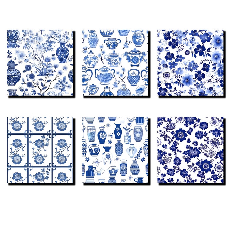 Chinoiserie Digital Paper, Chinese Patterns,blue & White Pattern, 300 ...