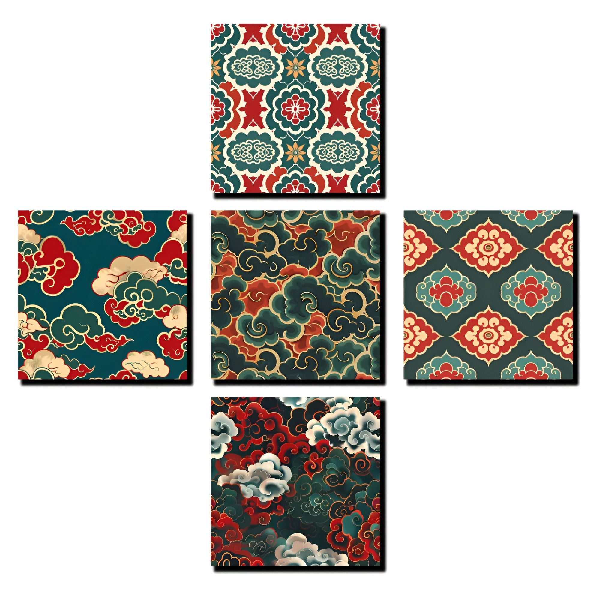 Chinoiserie Digital Paper, Chinese Clouds Seamless Patterns,chinese ...