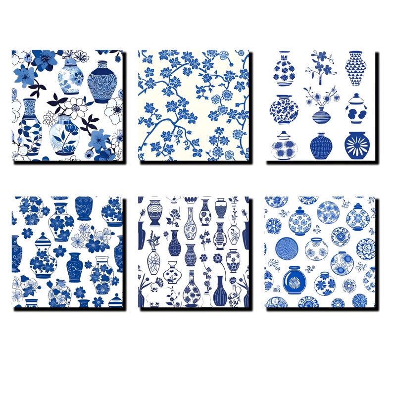 Chinoiserie Digital Paper, Chinese Patterns,blue & White Pattern, 300 ...