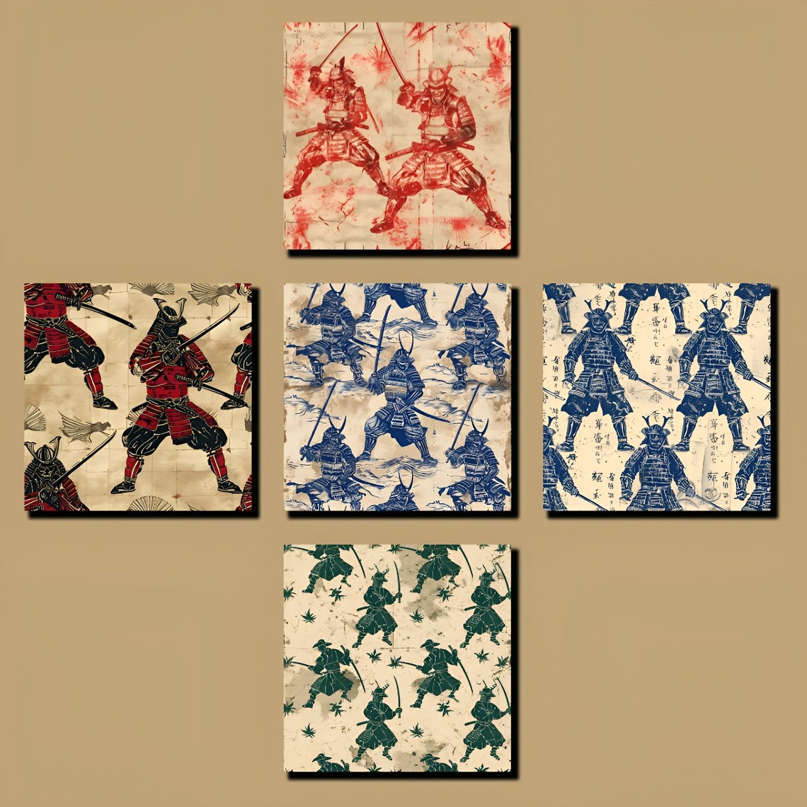 Japanese Samurai Seamless Pattern, Japanse Style, Seamless Pattern ...