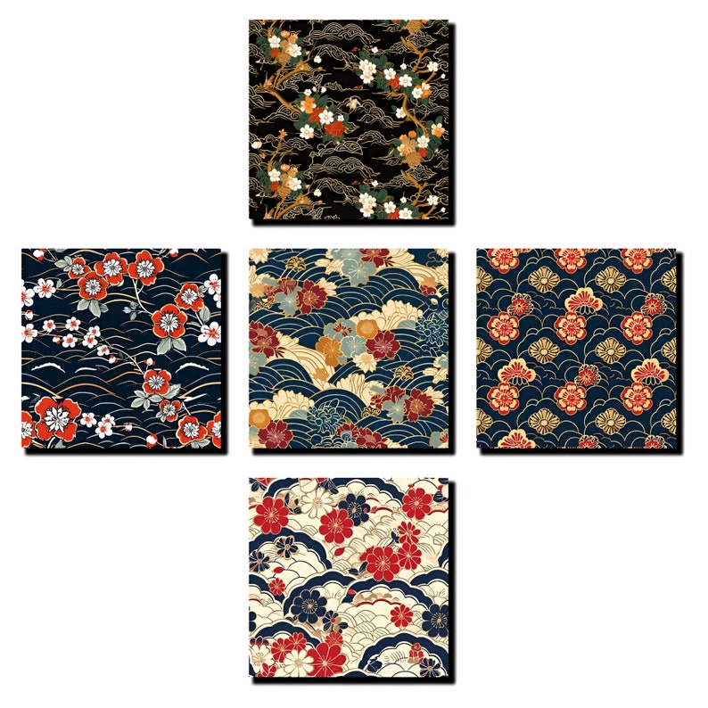 Japanese Nihonga Seamless Pattern,japanse Style, Seamless Pattern ...