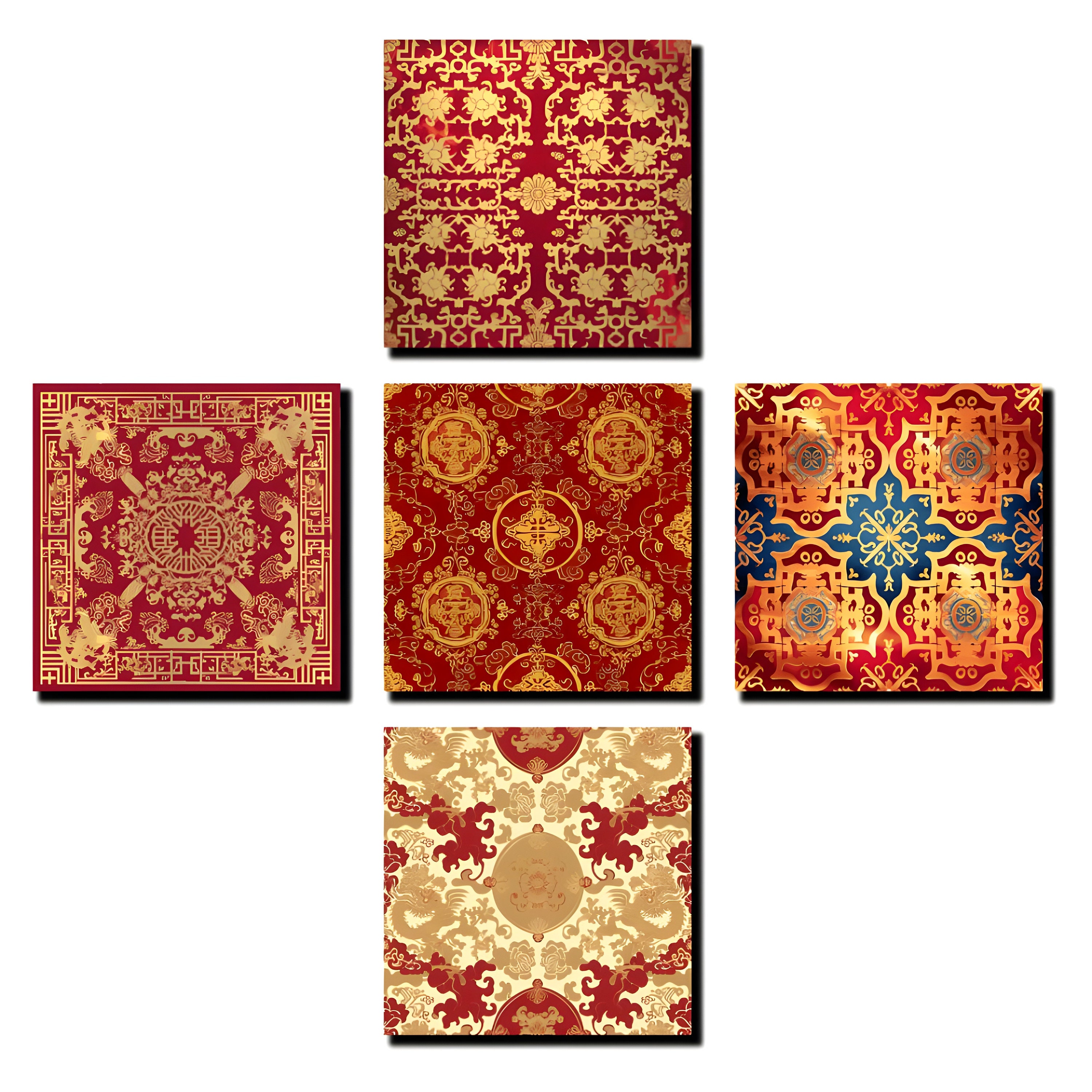 Chinoiserie Digital Paper, Chinese Red and Gold Patterns,chinese ...