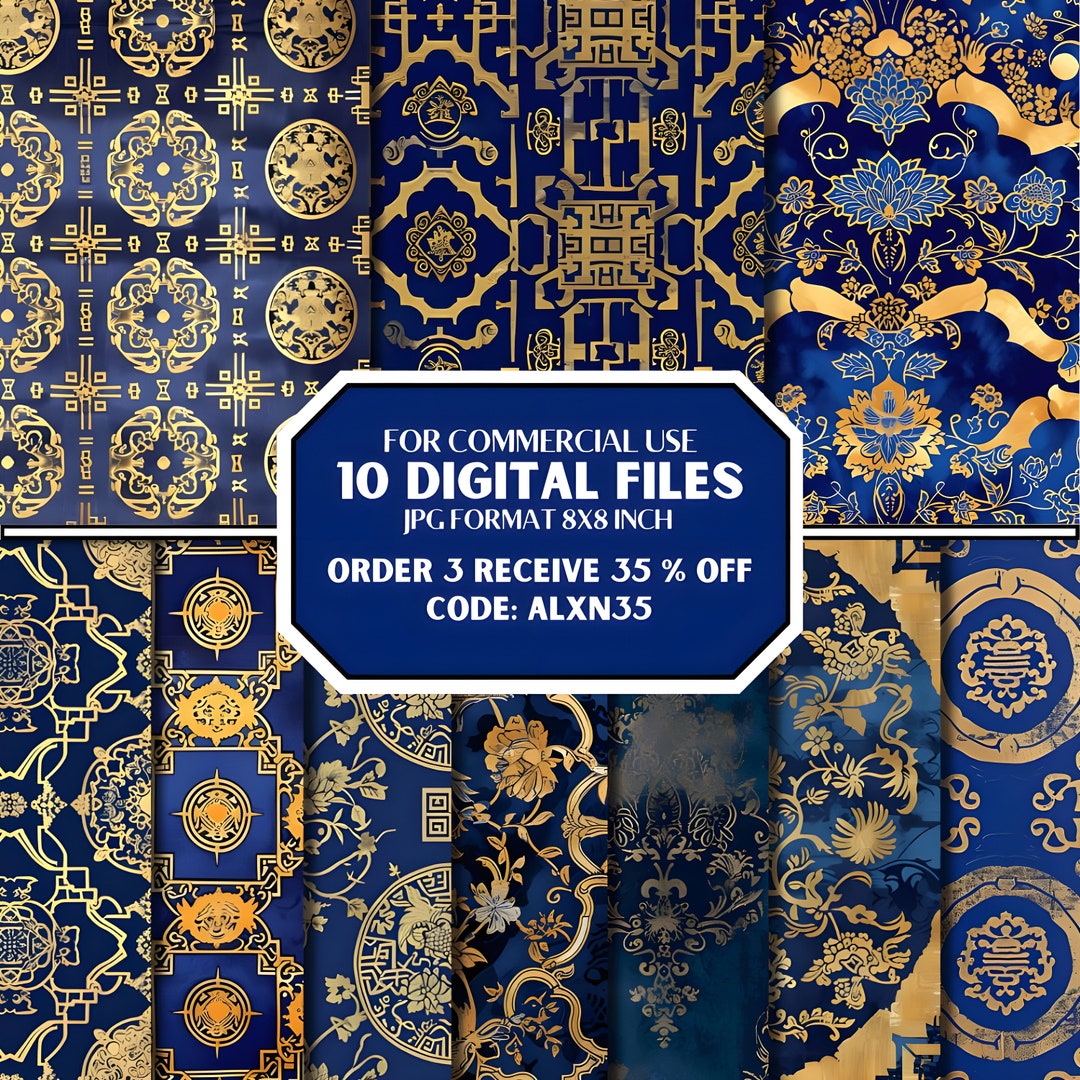 Chinoiserie Digital Paper, Chinese Patterns,chinese Endless Paper, 300 ...