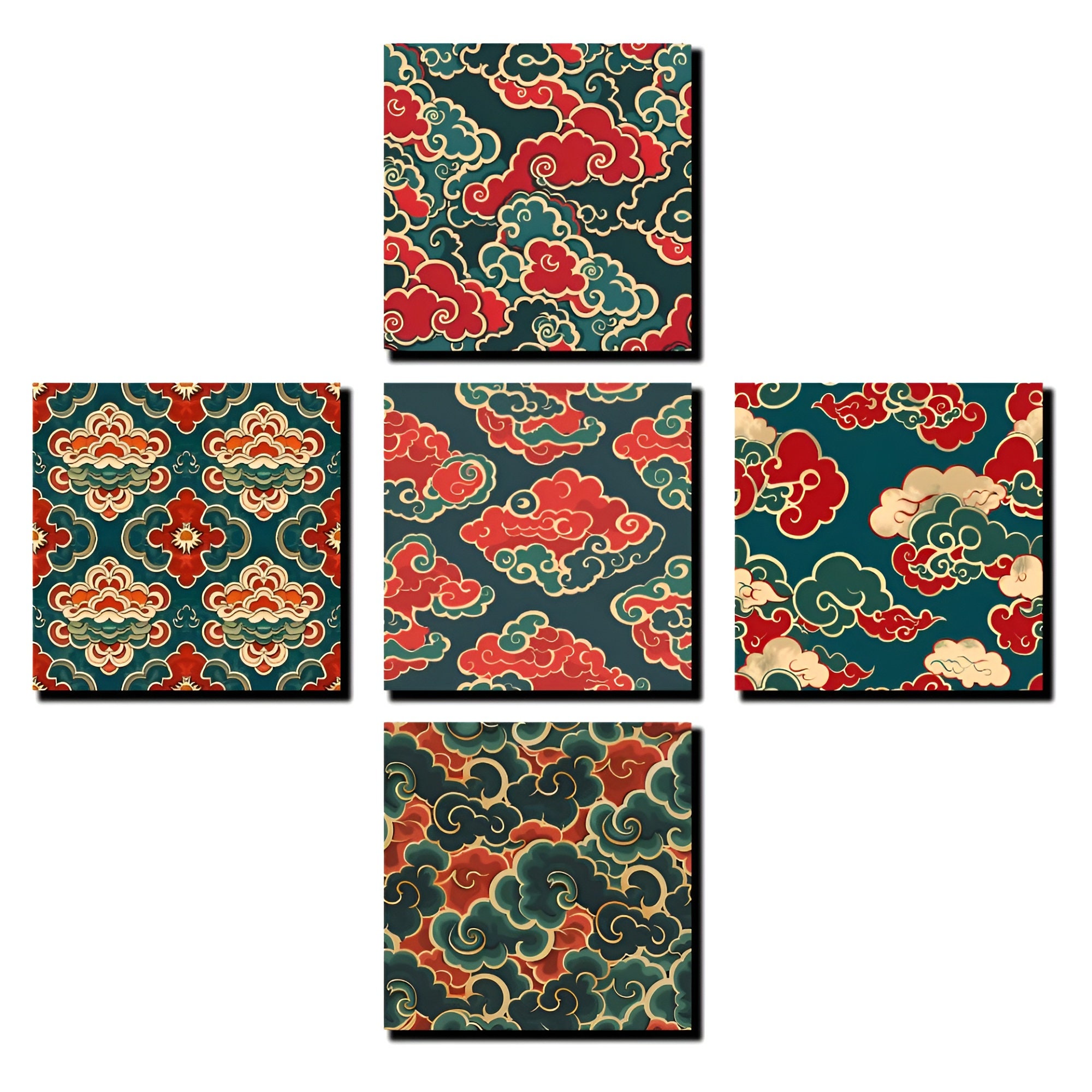 Chinoiserie Digital Paper, Chinese Clouds Seamless Patterns,chinese Endless Paper, 300 DPI ...