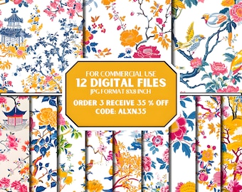 Chinoiserie Digital Paper, Chinese Clouds Seamless Patterns,chinese ...