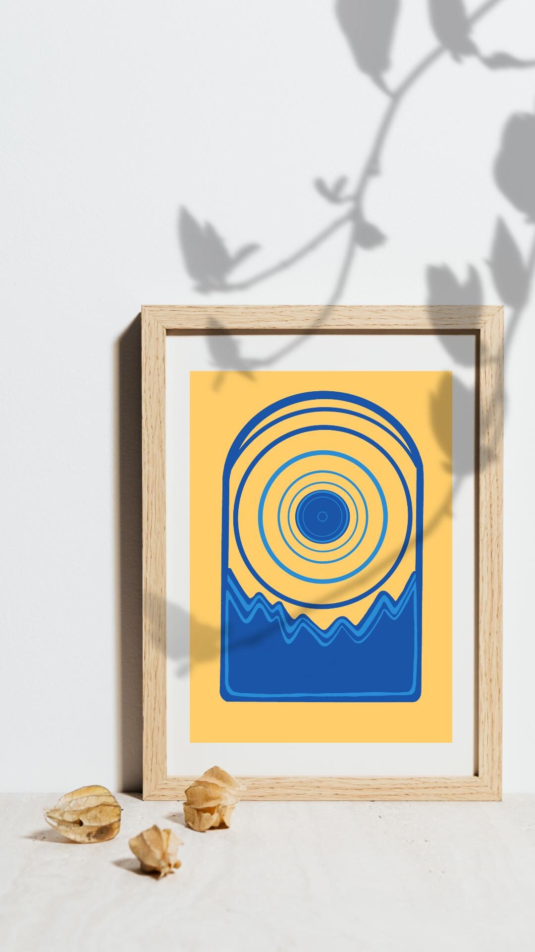 Mountain and Sun Digital Download - Digital Minimalist Artwork - Blue ...