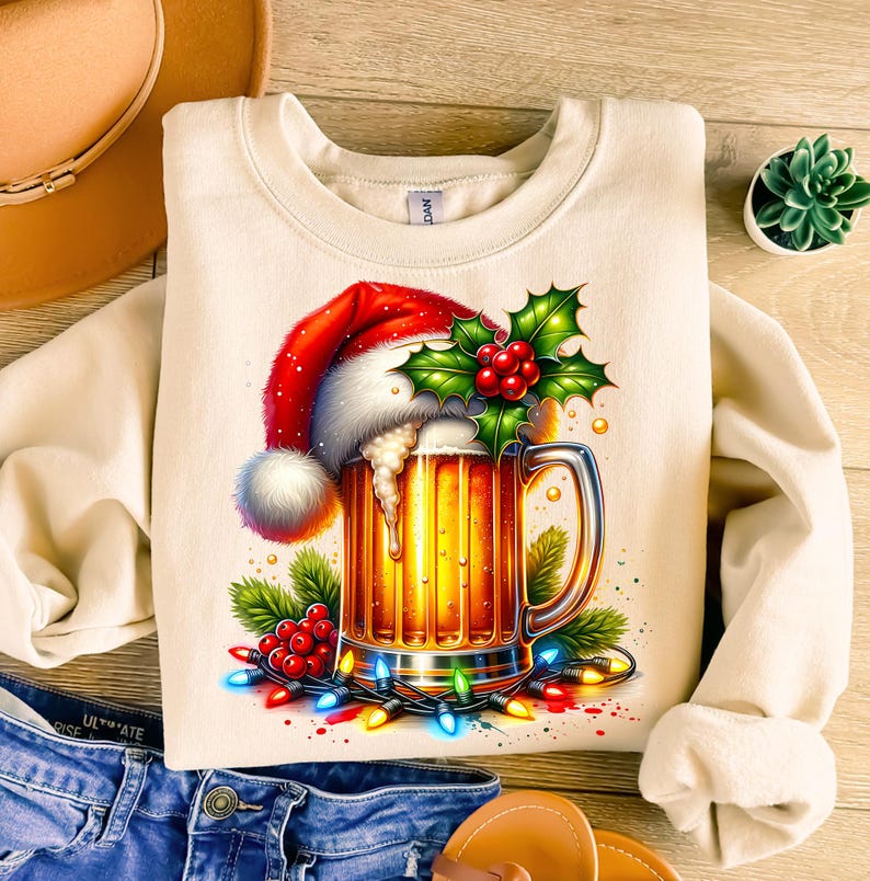 Santa Beer Png, Merry Christmas Beers Png, Christmas Drinking Png, Beer ...
