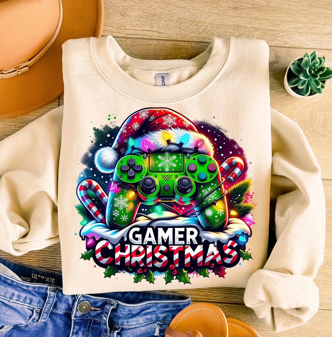 Gamer Christmas Controller PNG, Holiday Sublimation Design (digital ...