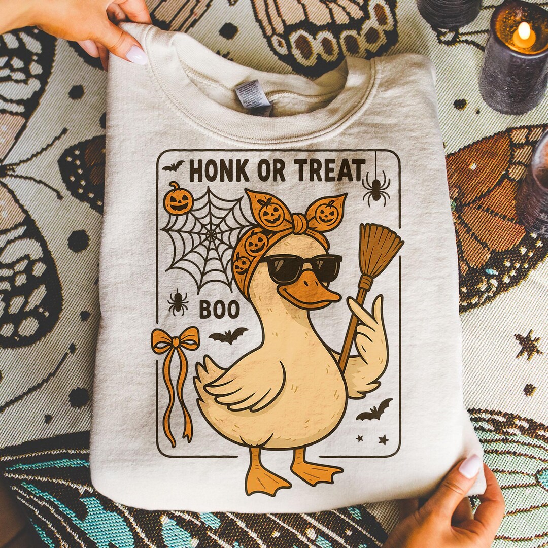 Honk or Treat Halloween Goose PNG, Cute Goose Witchy Halloween Png ...